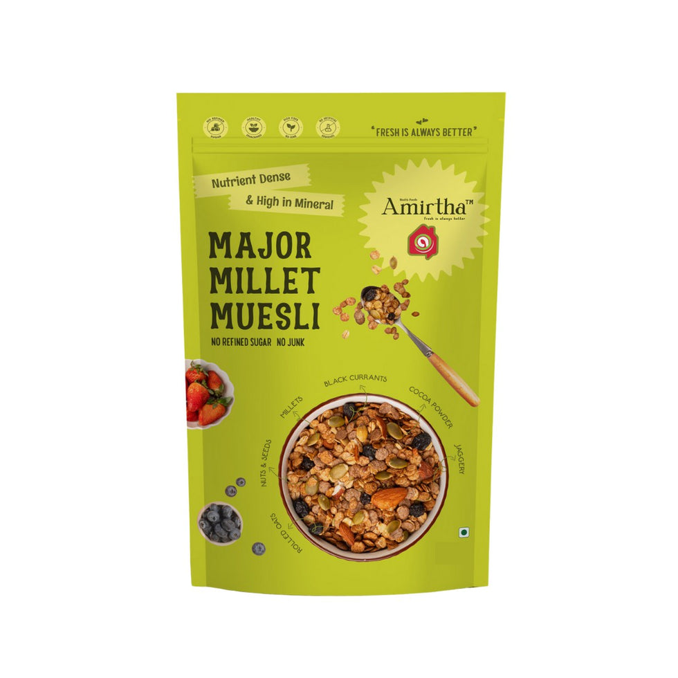 Major Millet Muesli – Almonds & Seeds – Amirtha Health Foods